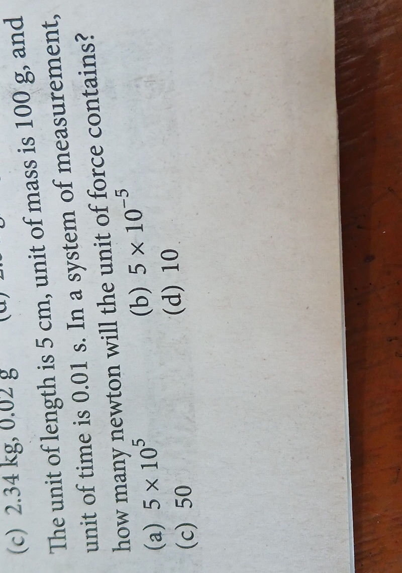 The unit of length is 5 cm, unit of mass is | StudyX