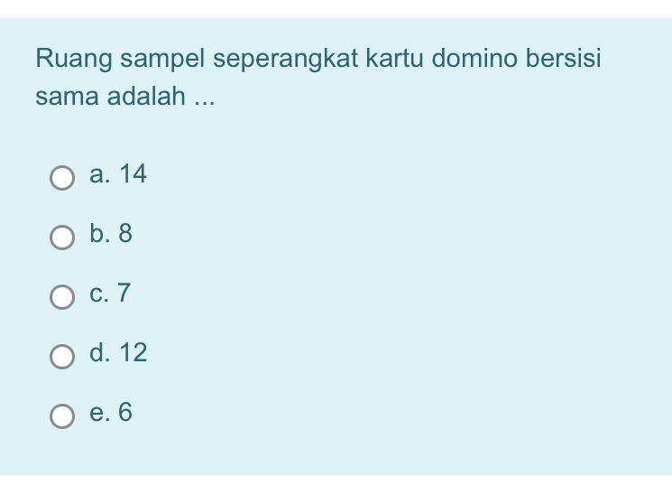 Ruang sampel seperangkat kartu domino | StudyX