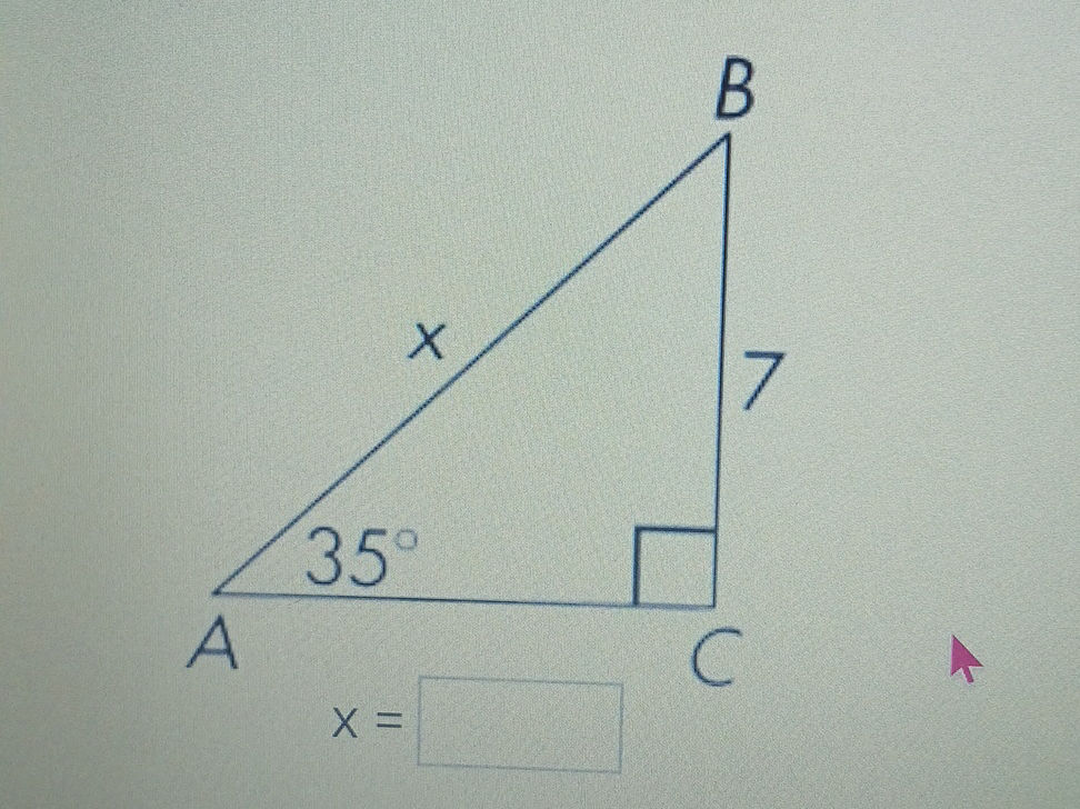 In the right triangle ABC, the angle at A is | StudyX