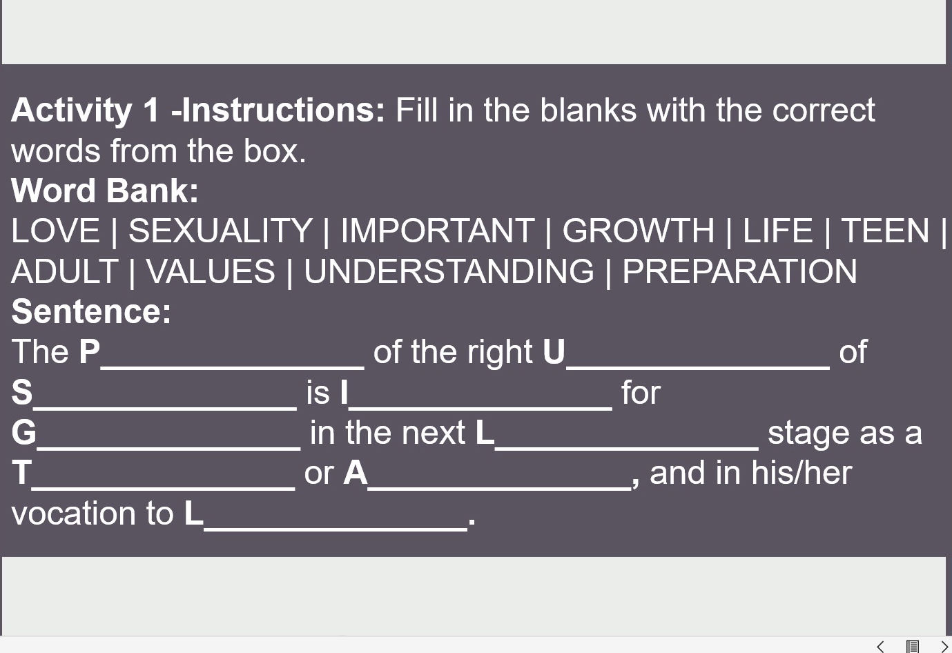 Activity 1 -Instructions: Fill in the blanks | StudyX