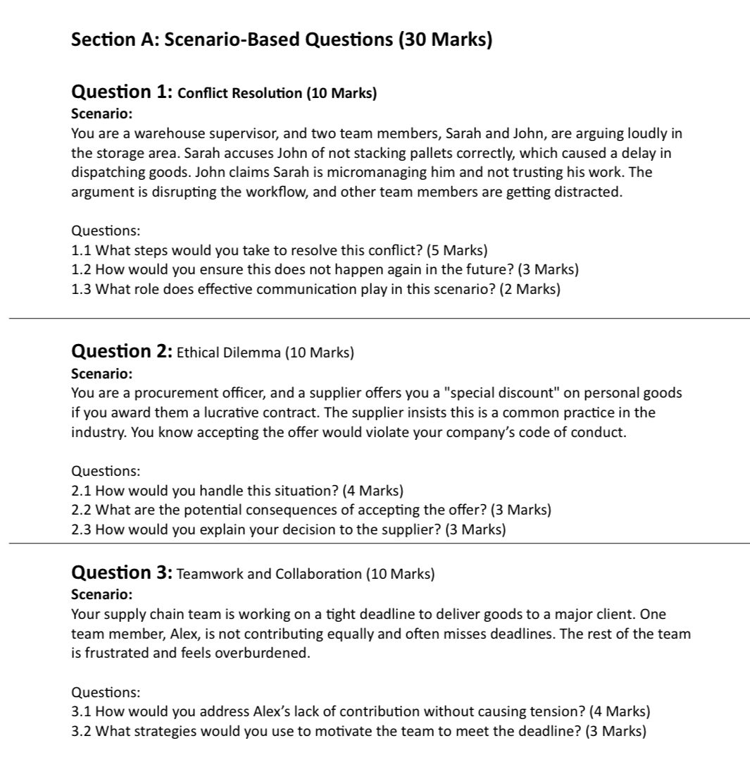 Section A: Scenario-Based Questions (30 | StudyX