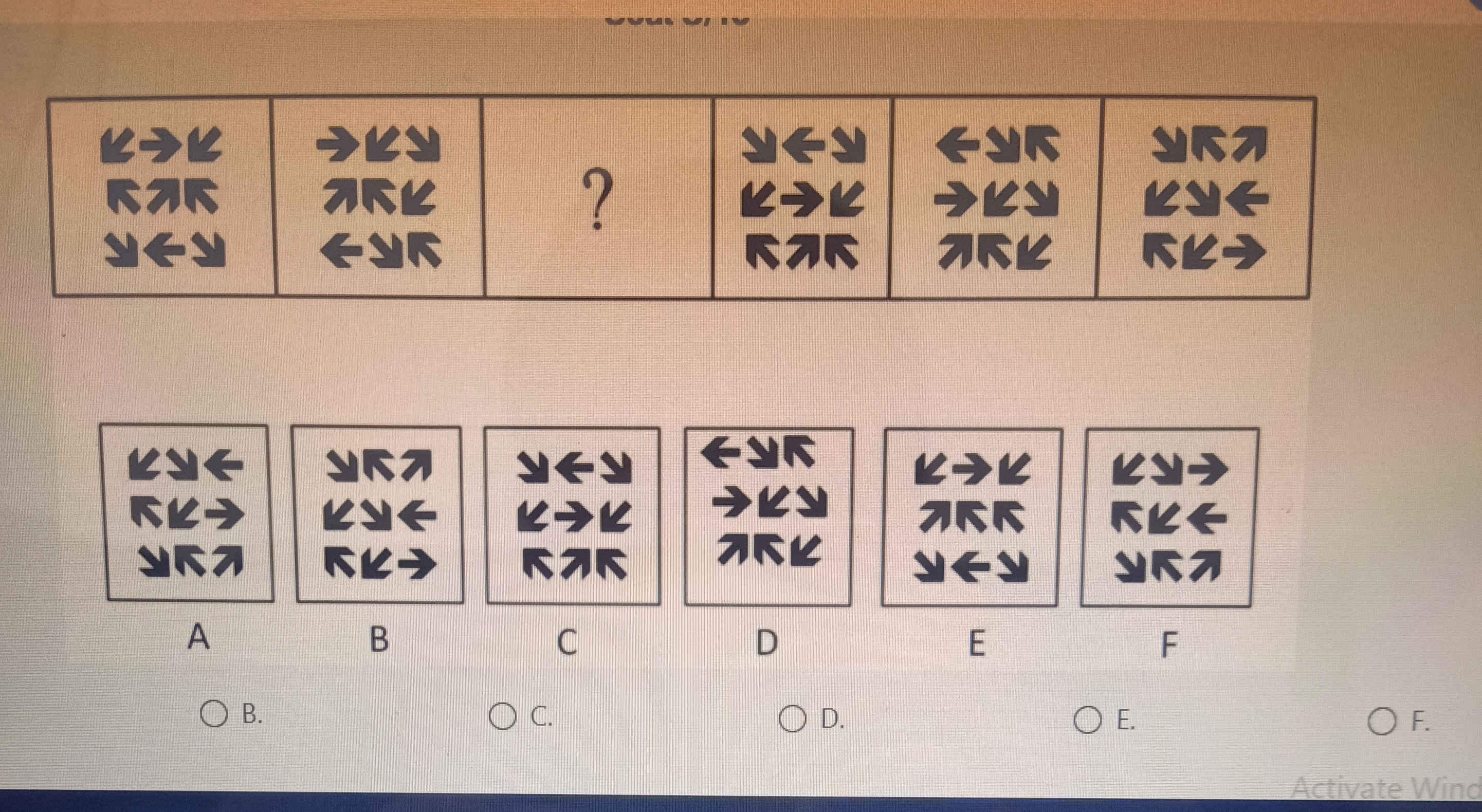 Identify the missing pattern. [Image of a | StudyX