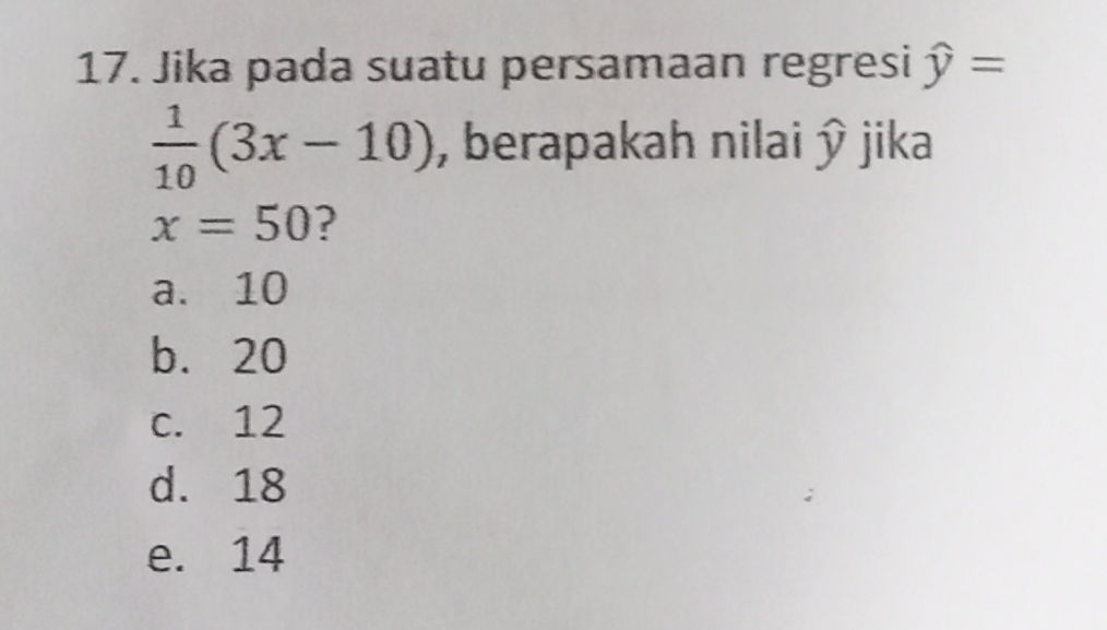 17. Jika pada suatu persamaan regresi $ {y} | StudyX