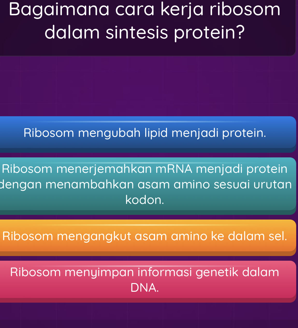 Bagaimana cara kerja ribosom dalam sintesis | StudyX