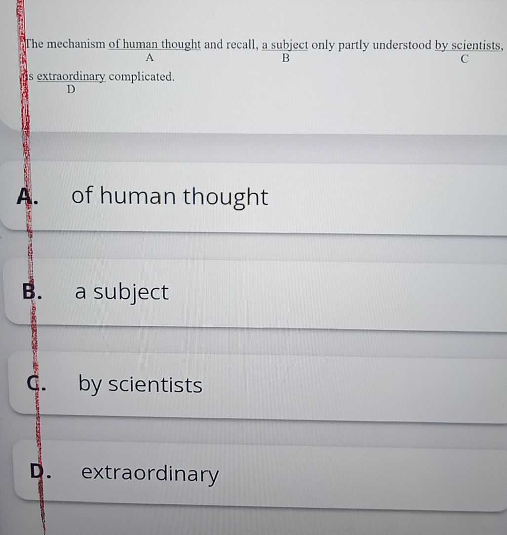 The mechanism of human thought and recall, a | StudyX