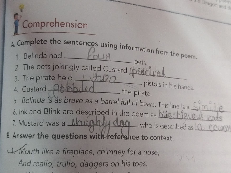 A. Complete the sentences using information | StudyX