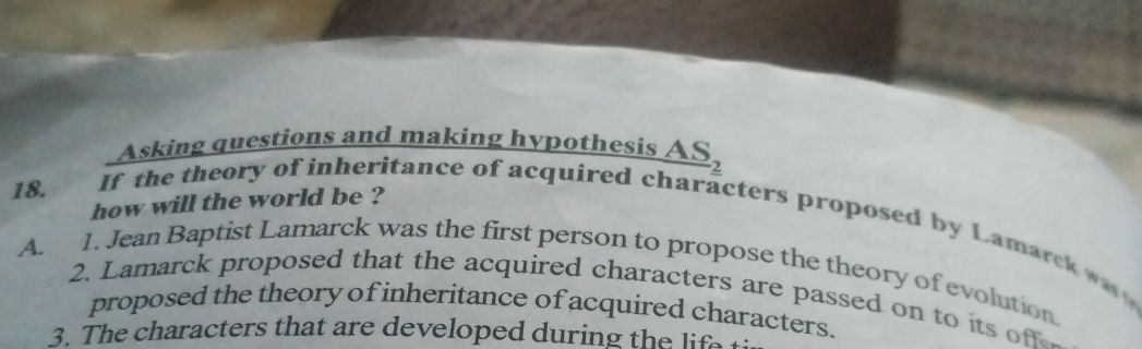 18. If the theory of inheritance of acquired | StudyX
