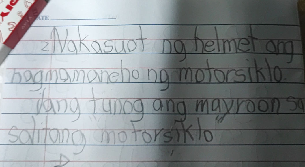 2 Nakasuot ng helmet ang nagmamaneho ng | StudyX