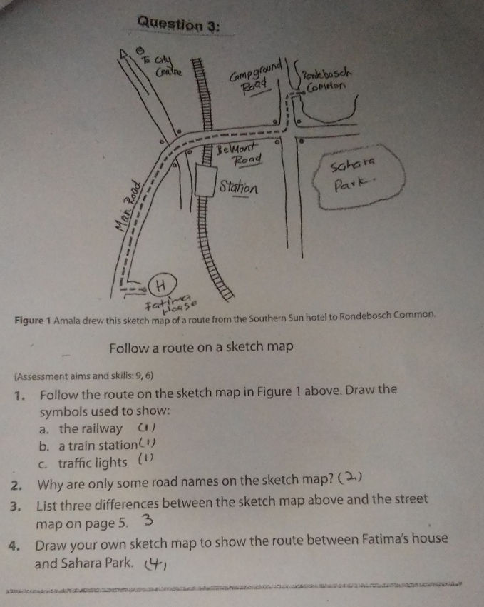 Question 3: Follow a route on a sketch map | StudyX