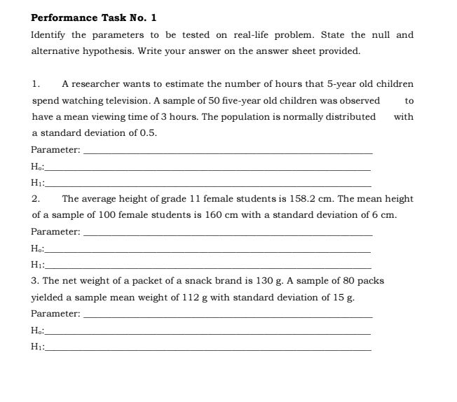 Performance Task No. 1 Identify the | StudyX