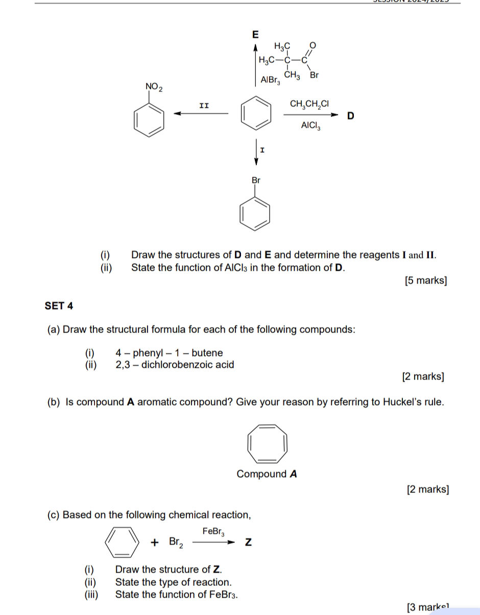 (i) Draw the structures of D and E and | StudyX