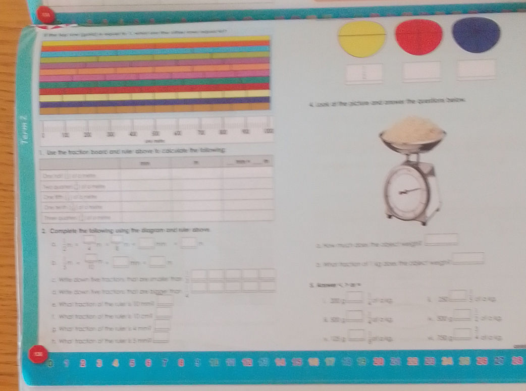 1. Use the fraction board and ruler above to | StudyX