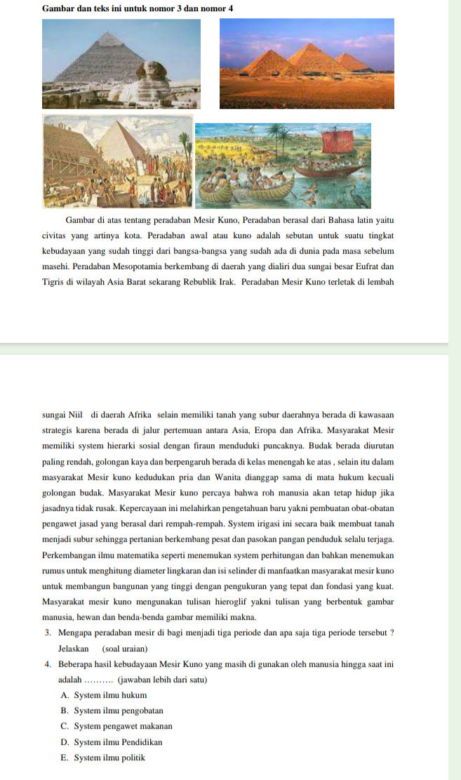 3. Mengapa peradaban mesir di bagi menjadi | StudyX