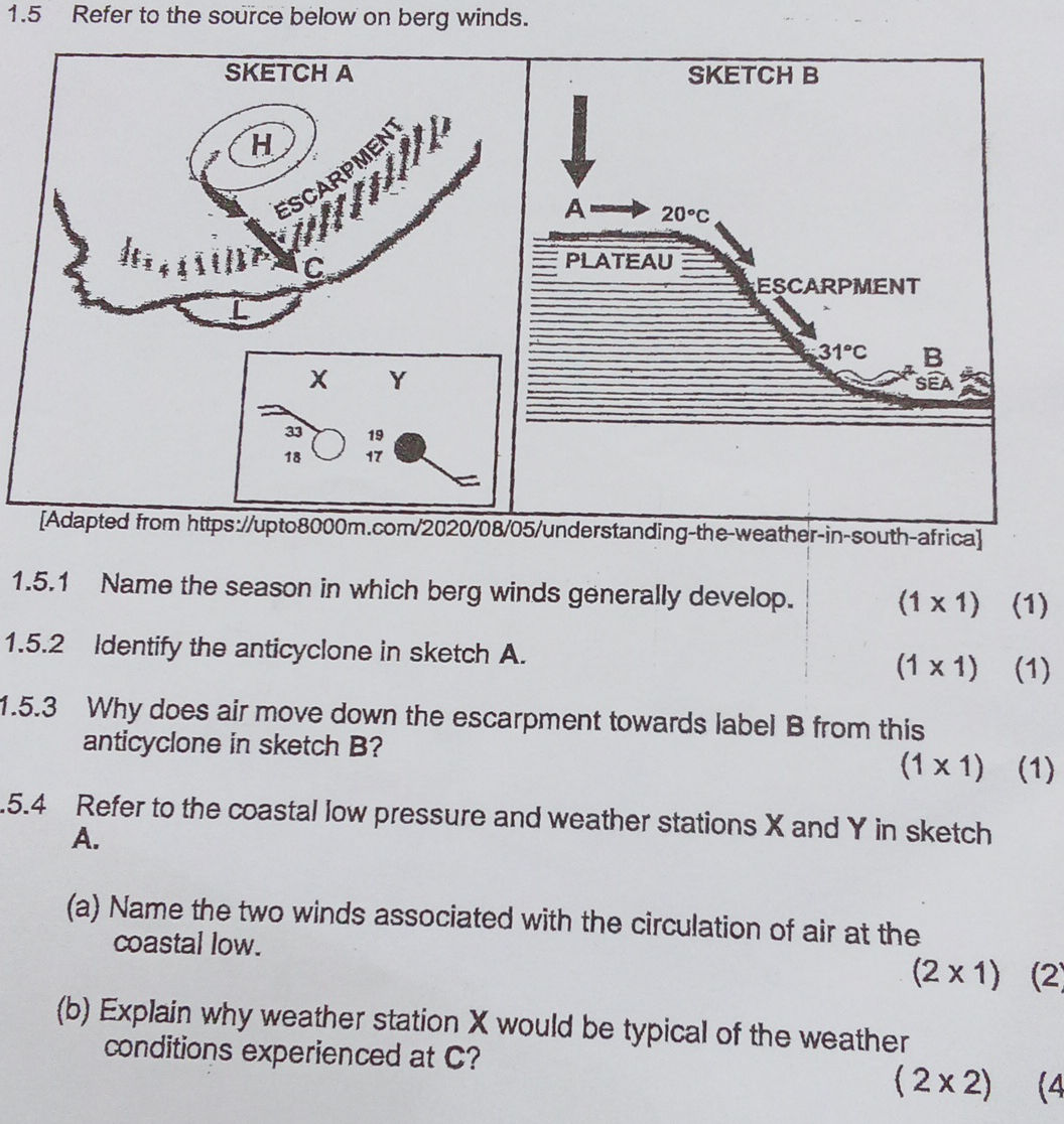 1.5 Refer to the source below on berg winds. | StudyX