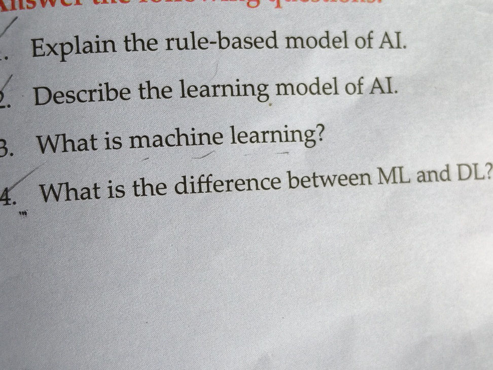 1. Explain the rule-based model of AI. 2. | StudyX