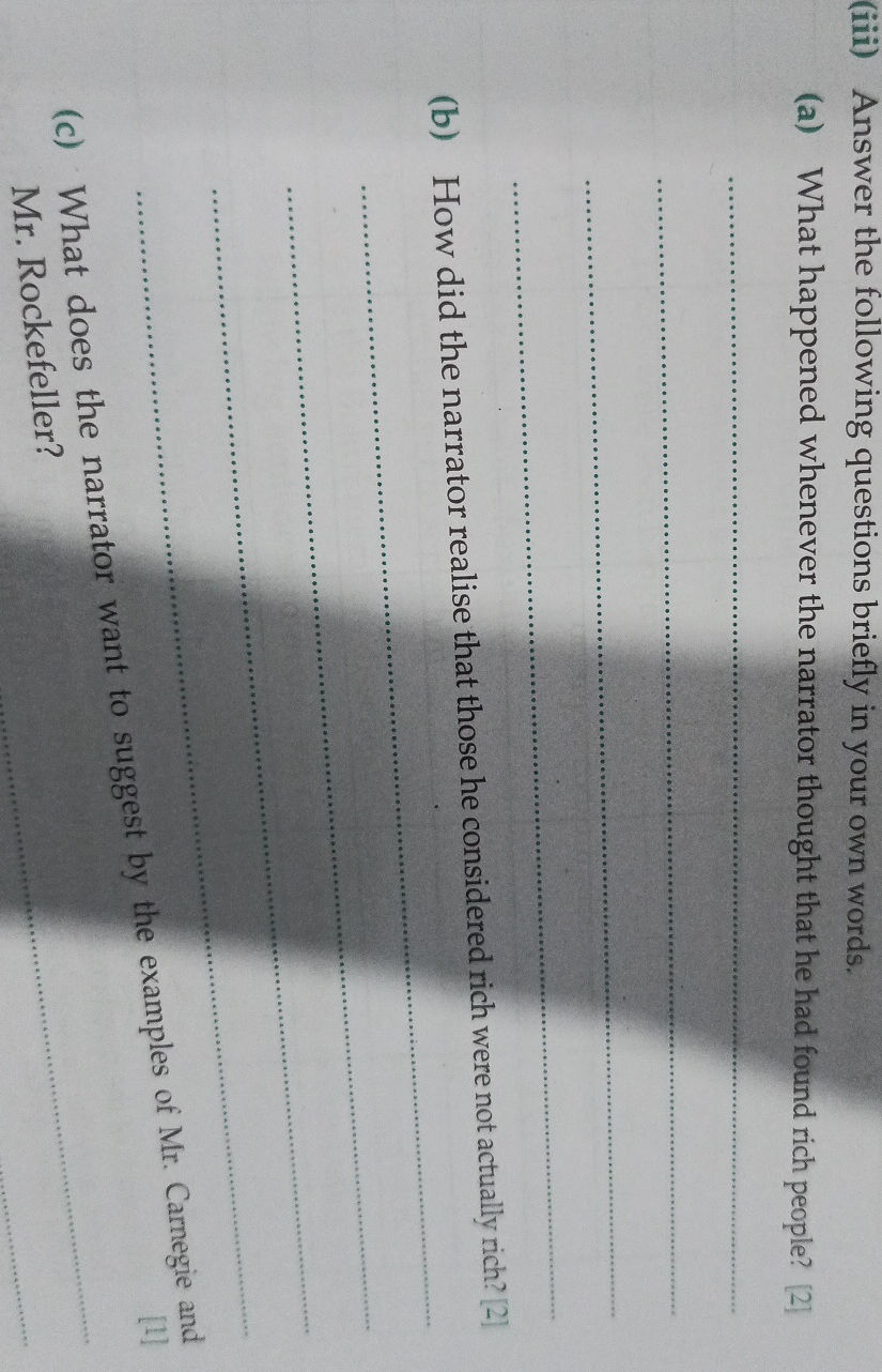 (iii) Answer the following questions briefly | StudyX