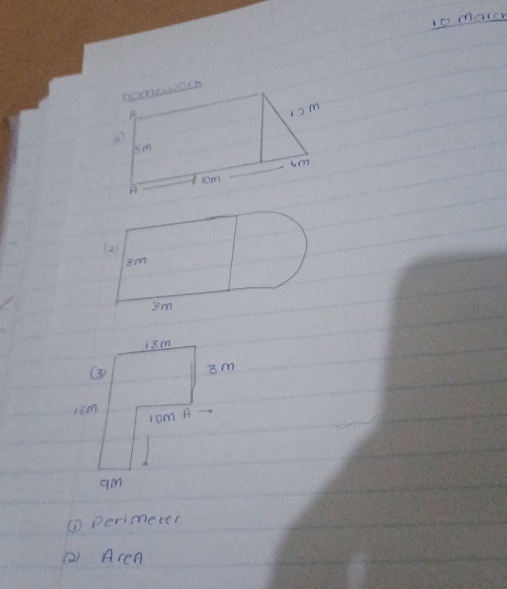 Find the perimeter and area of the following | StudyX