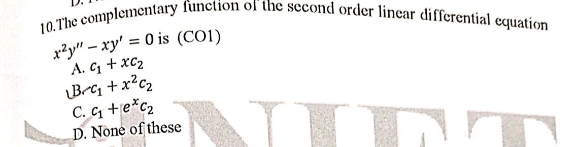 10. The complementary function of the second | StudyX