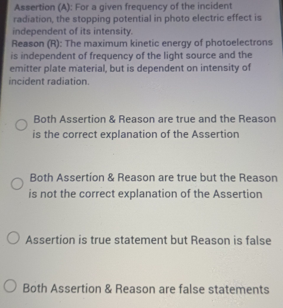 Assertion (A): For a given frequency of the | StudyX