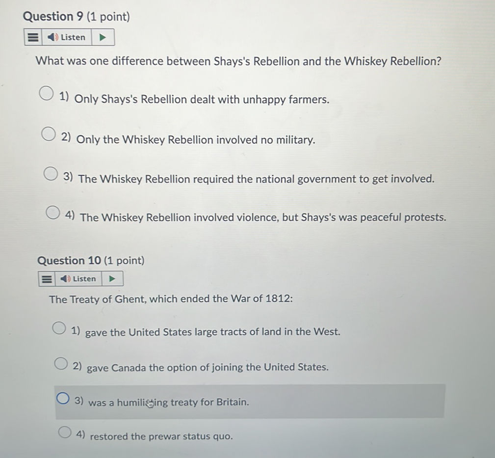 Question 9 (1 point) What was one | StudyX