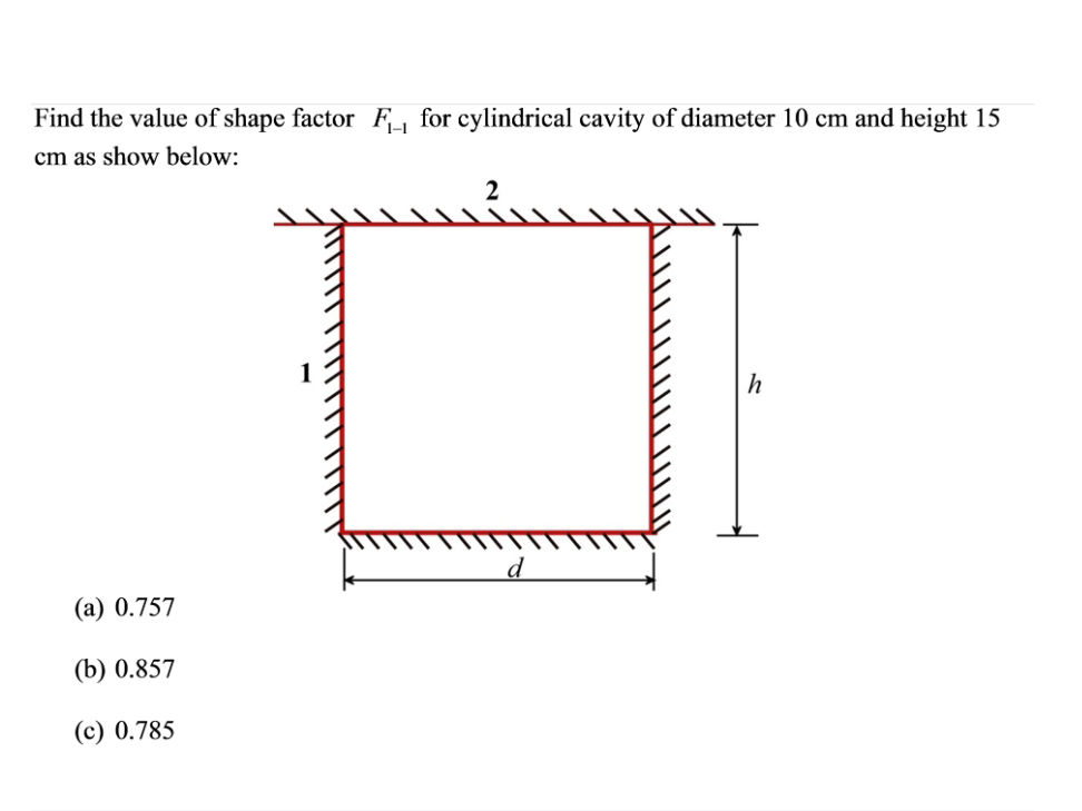 Find the value of shape factor $F_{1-1}$ for | StudyX