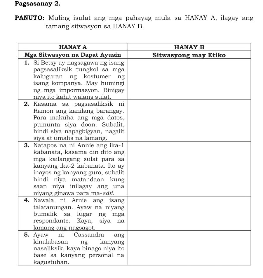 Pagsasanay 2. PANUTO: Muling isulat ang mga | StudyX
