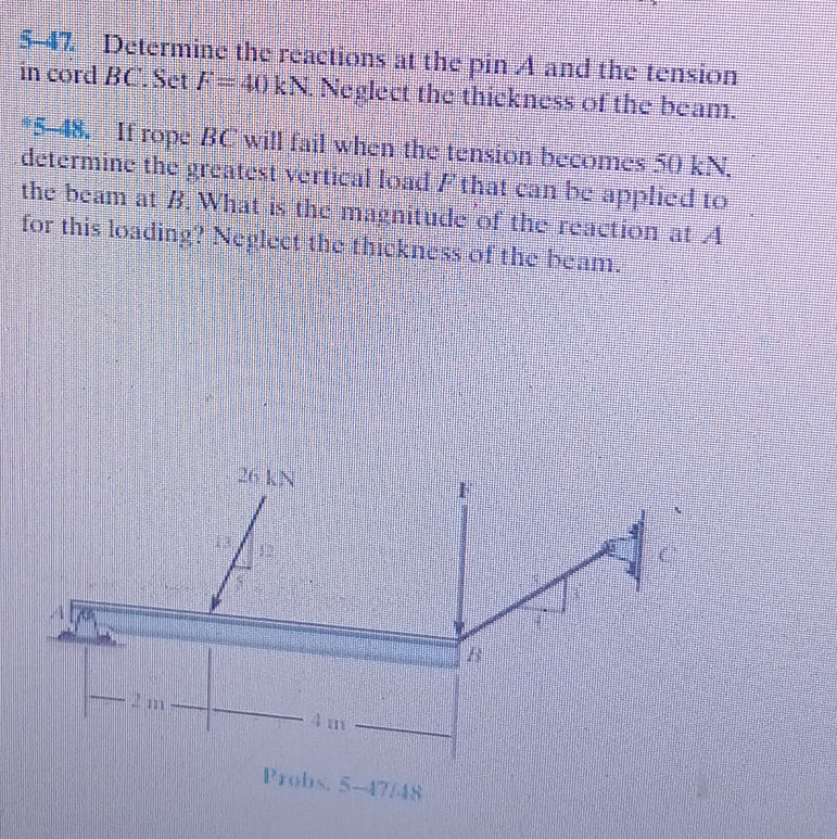 5-47. Determine the reactions at the pin A