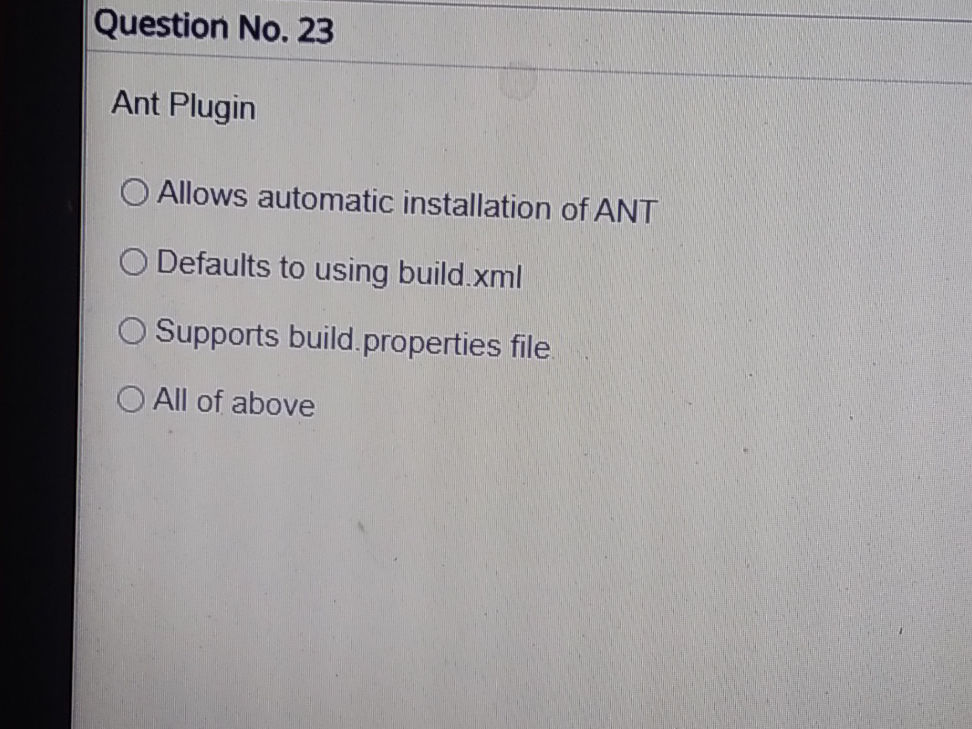 Question No. 23 Ant Plugin Allows | StudyX