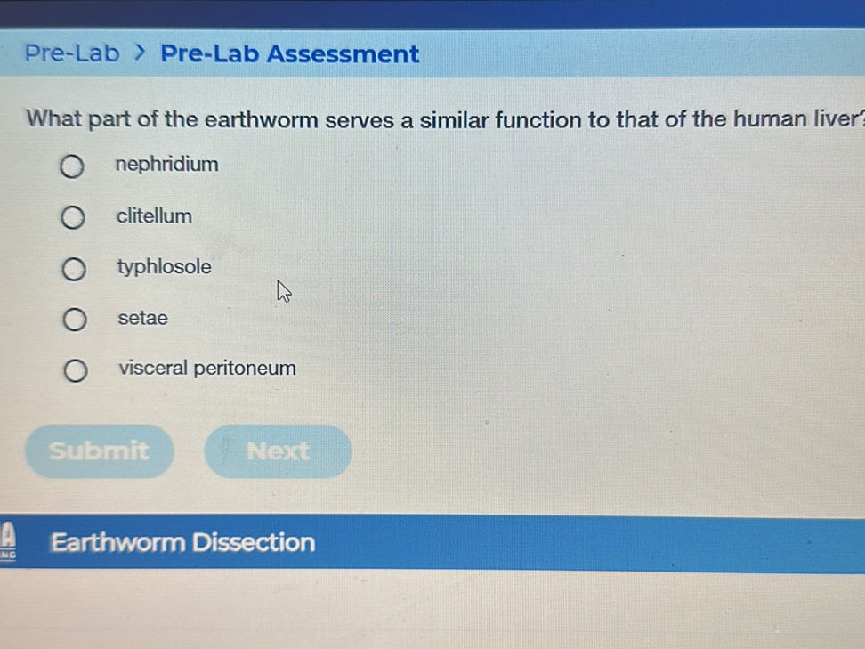 What part of the earthworm serves a similar | StudyX