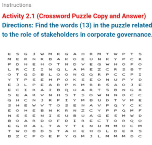 Instructions Activity 2.1 (Crossword Puzzle | StudyX