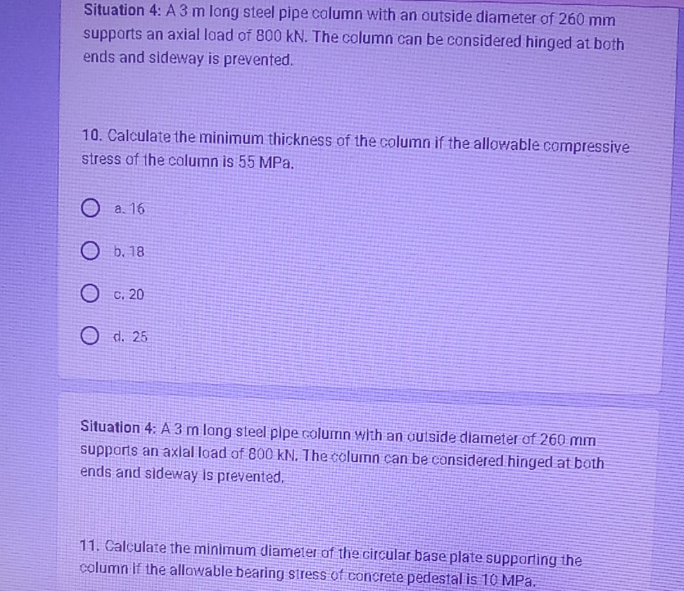 Situation 4: A 3 m long steel pipe column | StudyX