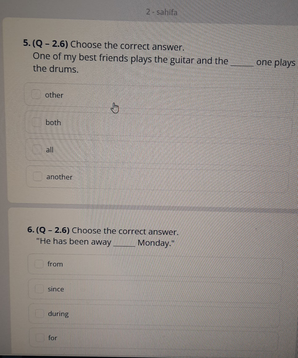 5. (Q - 2.6) Choose the correct answer. One | StudyX