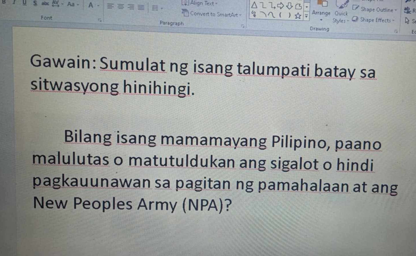 Gawain: Sumulat ng isang talumpati batay sa | StudyX