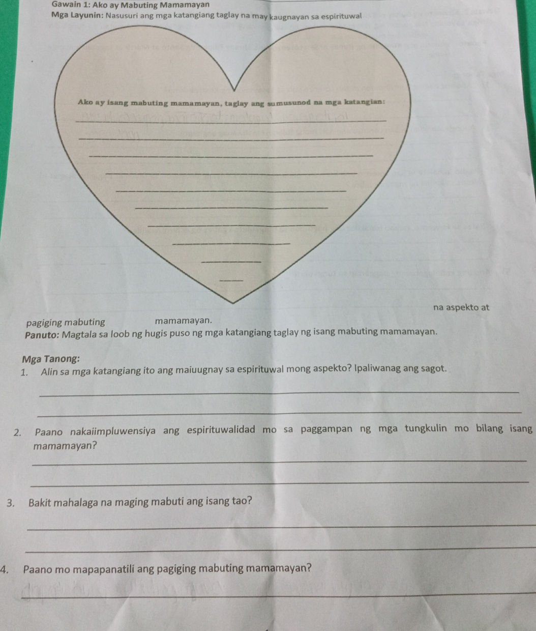 Gawain 1: Ako ay Mabuting Mamamayan Mga | StudyX