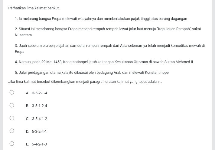 Perhatikan lima kalimat berikut. 1. la | StudyX