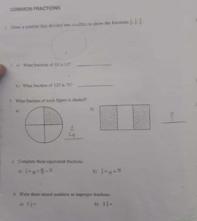 1. Draw a number line divided into twelfths | StudyX