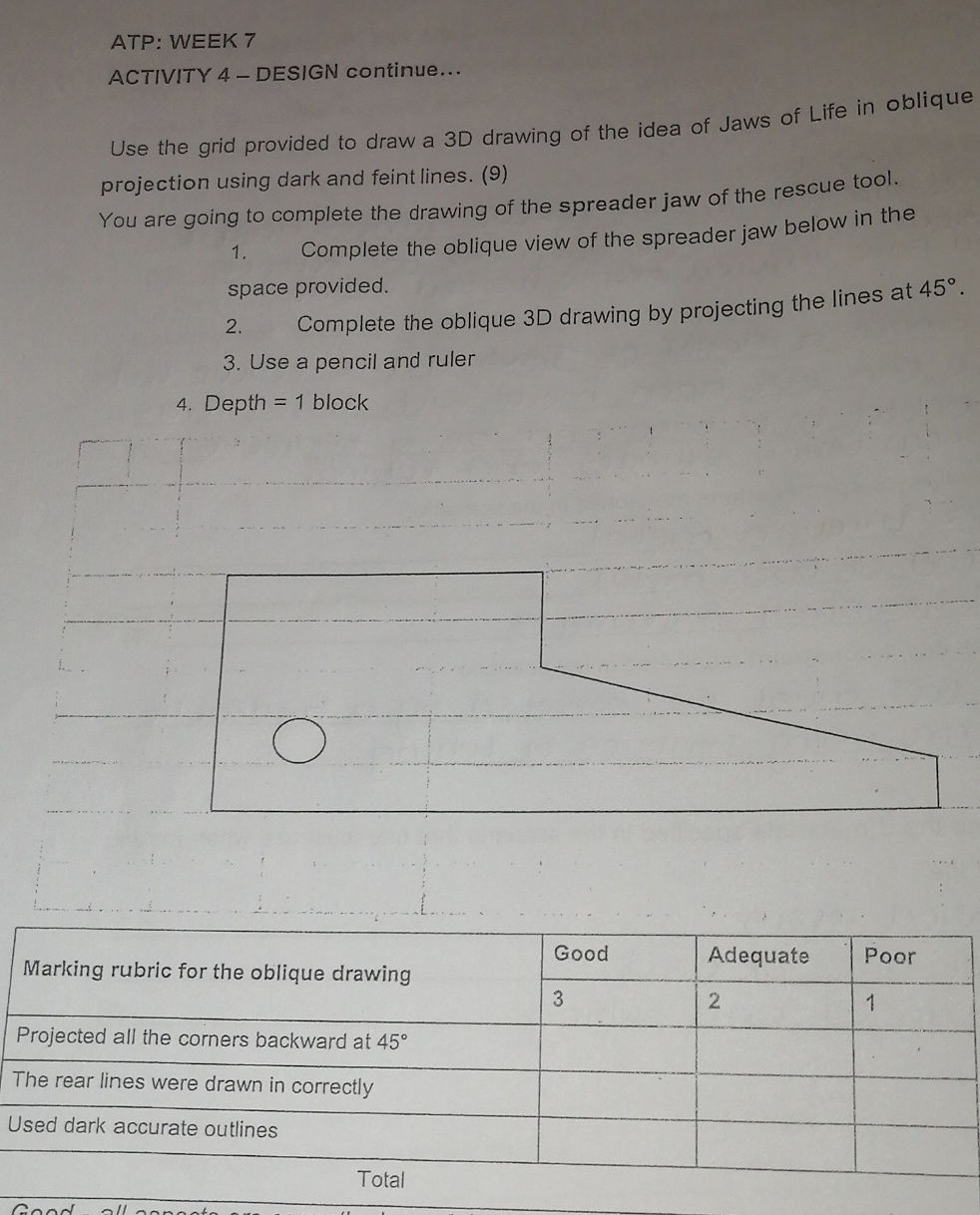 Use the grid provided to draw a 3D drawing | StudyX
