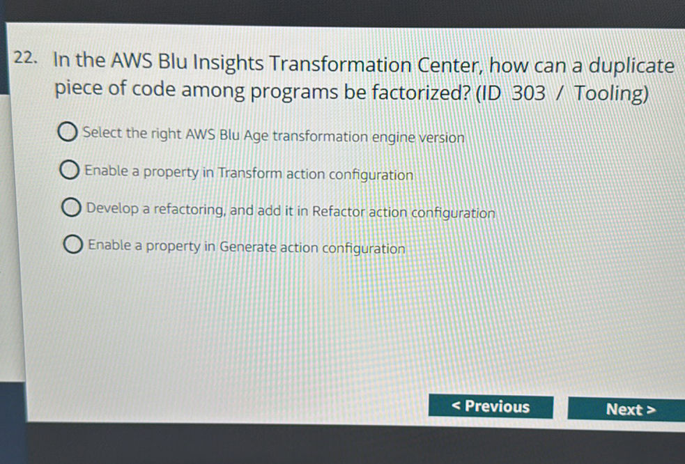 22. In the AWS Blu Insights Transformation | StudyX