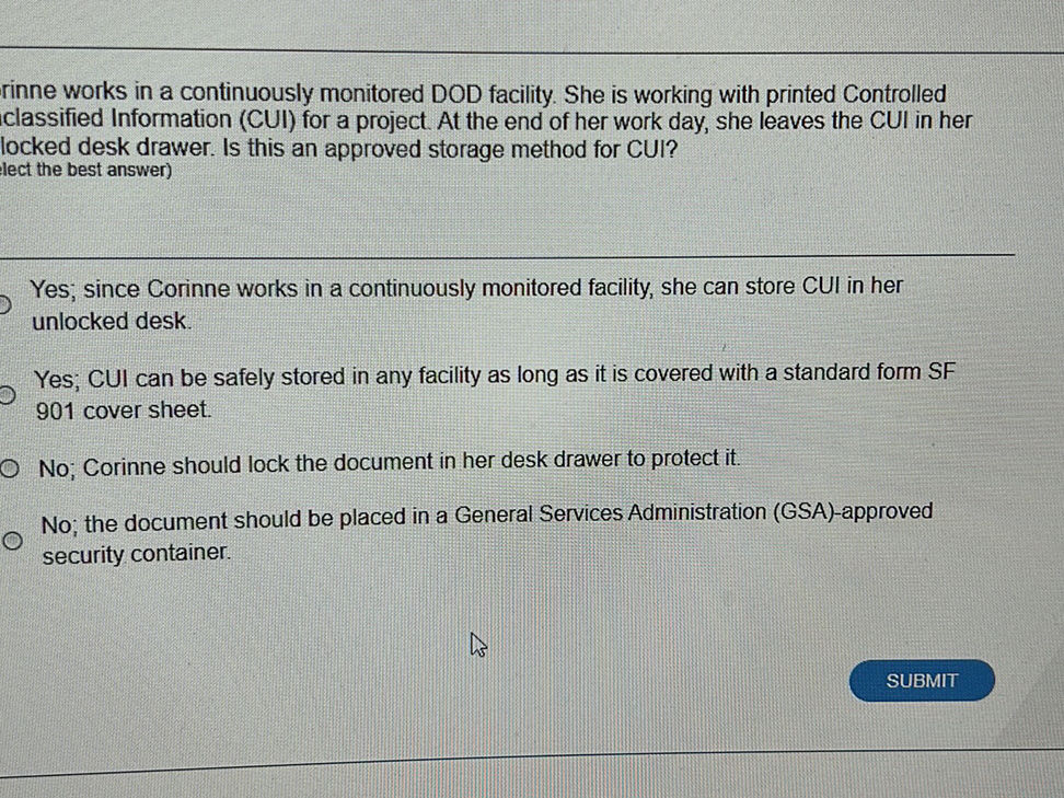 Corinne works in a continuously monitored | StudyX