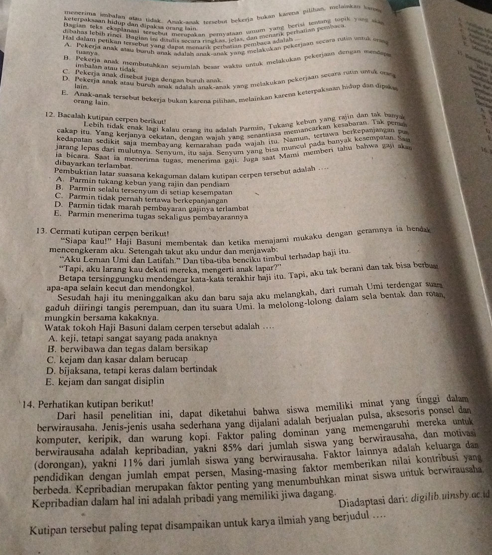 11. Hal dalam petikan tersebut yang dapat | StudyX