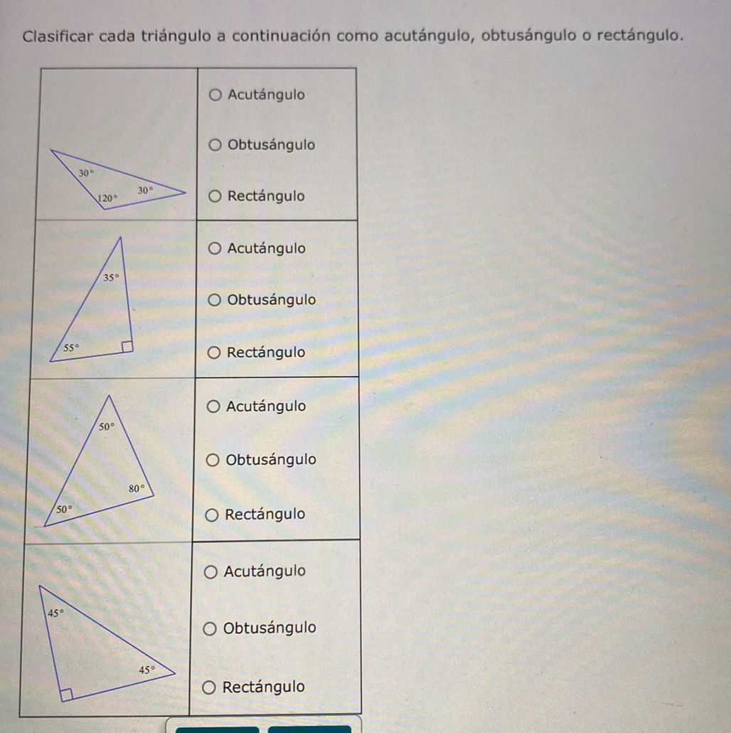 Clasificar cada triángulo a continuación | StudyX