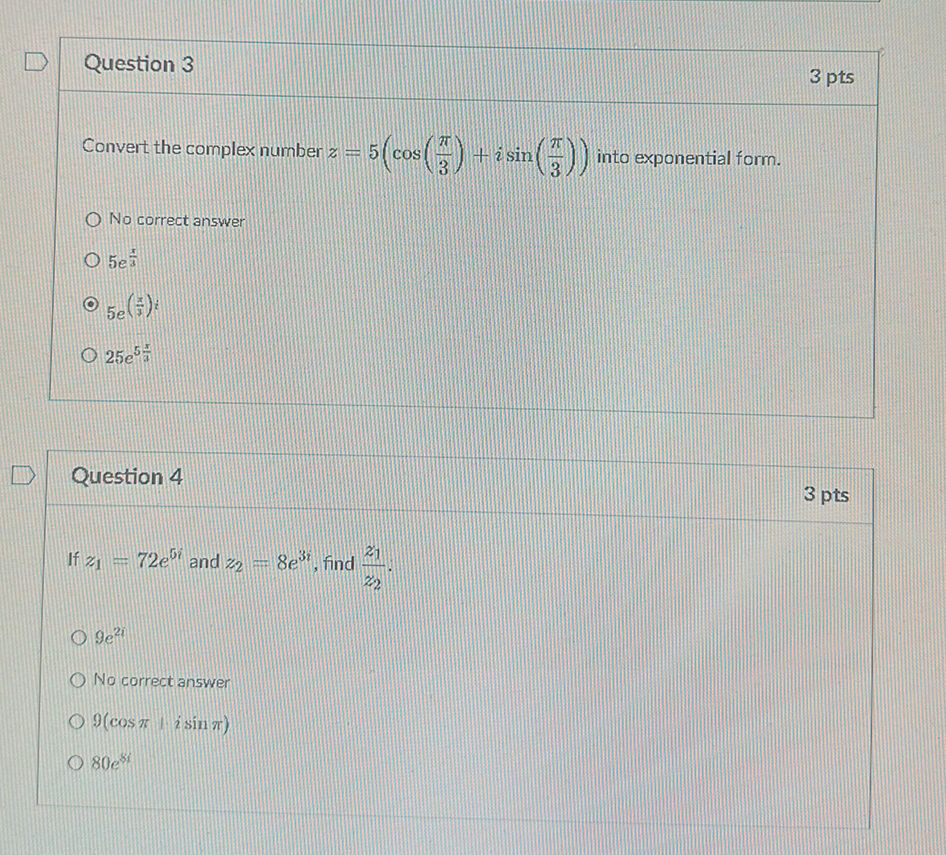 Question 3 Convert the complex number $z = 5 | StudyX