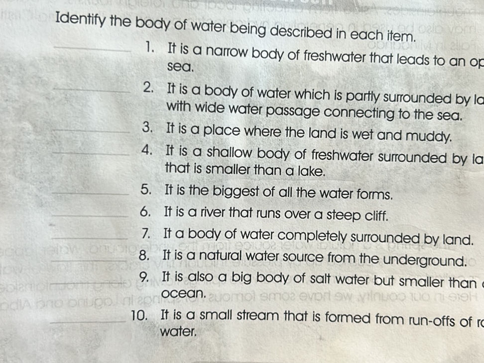 Identify the body of water being described | StudyX