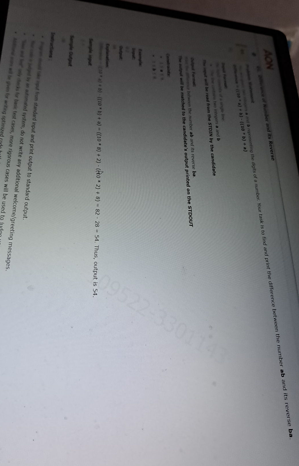 Problem Statement Find the difference | StudyX