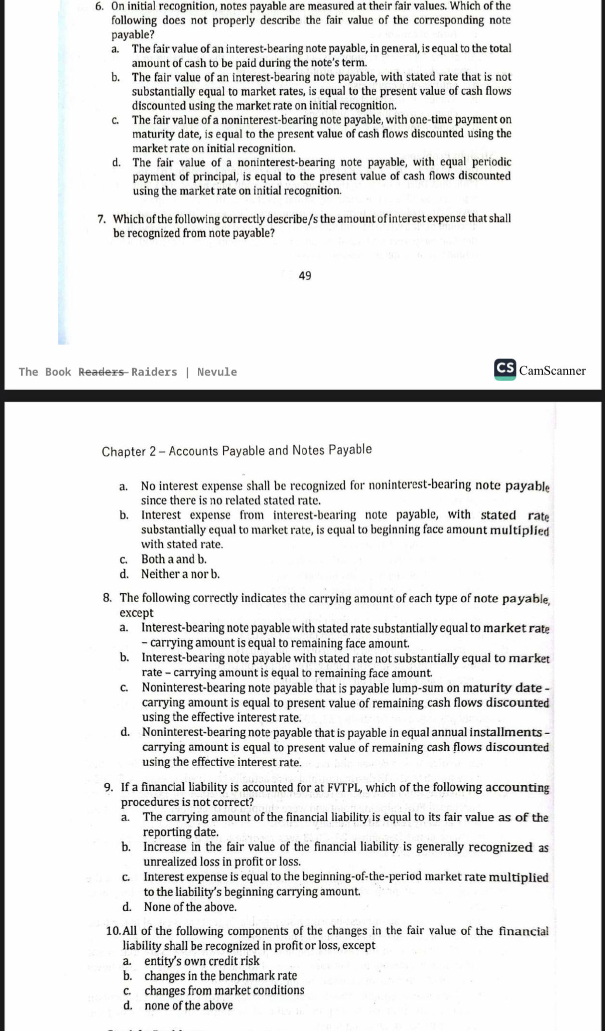 6. On initial recognition, notes payable are | StudyX