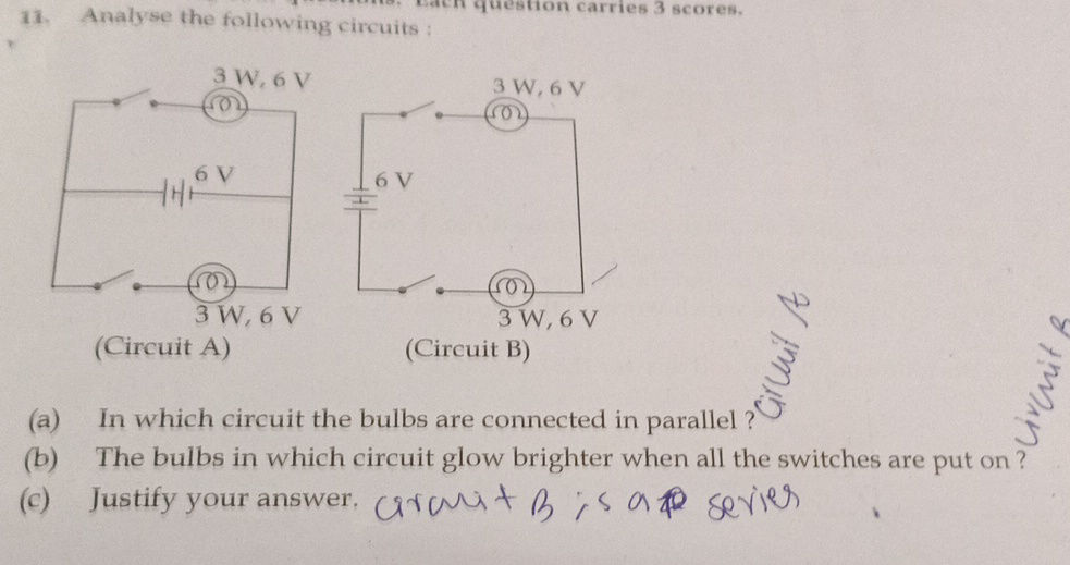 11. Analyse the following circuits: | StudyX