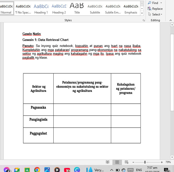 Gawin Natin Gawain 1: Data Retrieval Chart | StudyX
