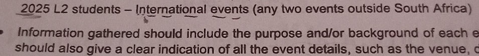 2025 L2 students - International events (any