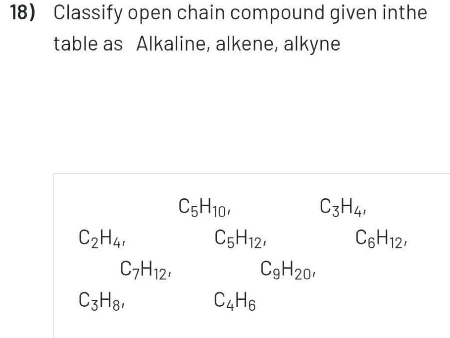18) Classify open chain compound given inthe | StudyX