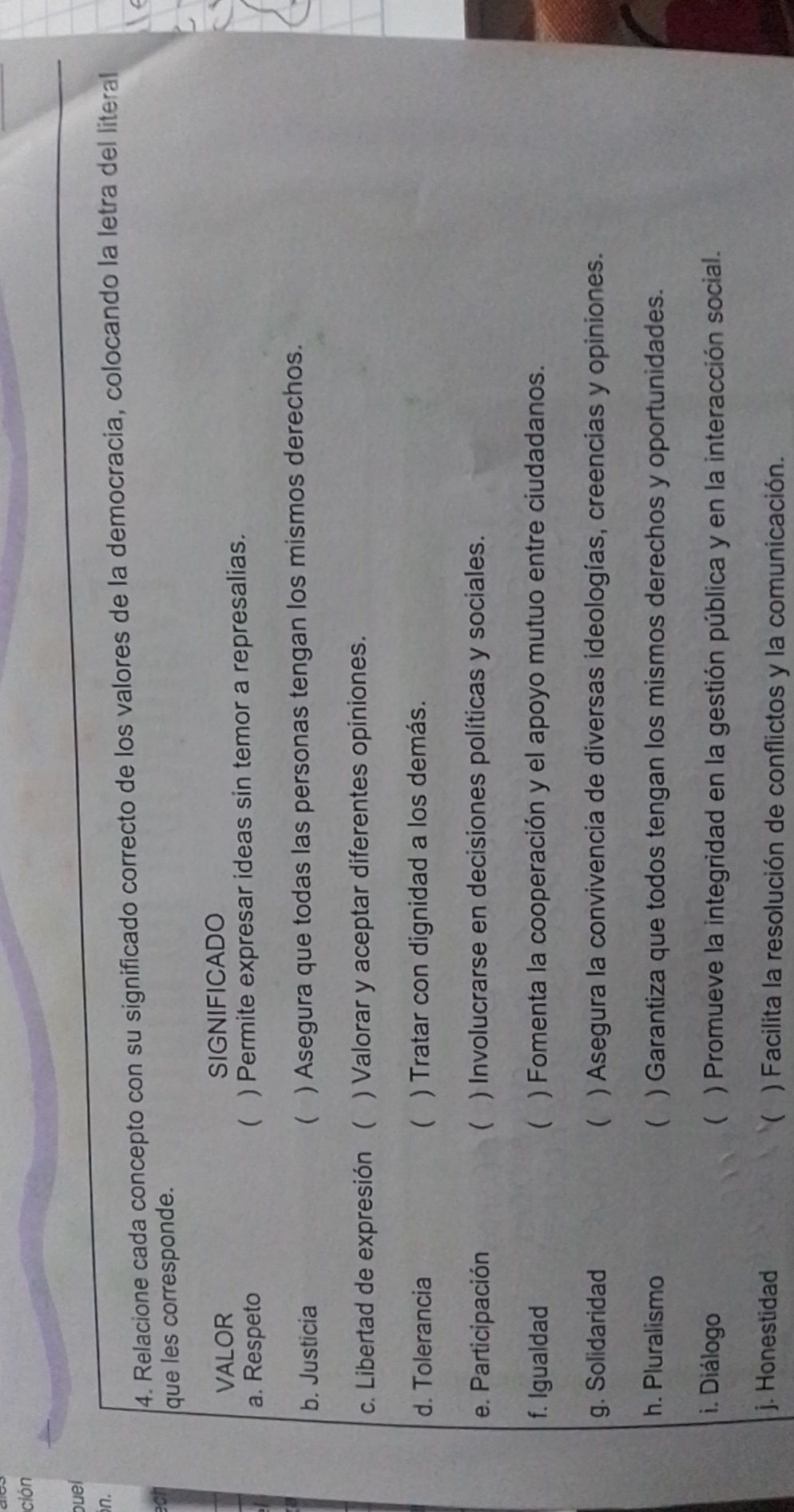 4. Relacione cada concepto con su | StudyX